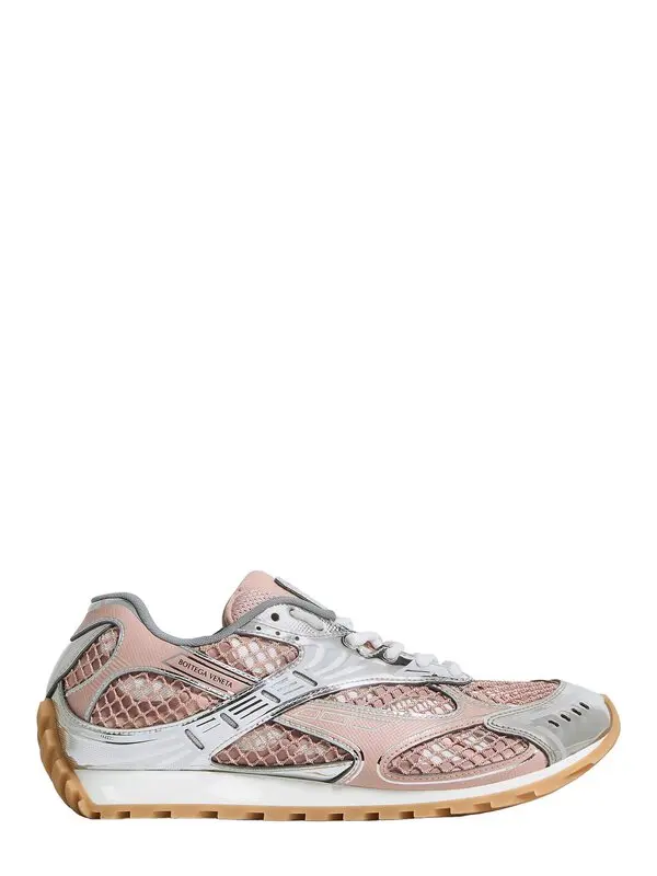 Bottega Veneta Lace-up Sneakers With Padded Logo Tongue And Rubber Sole - Rosa
