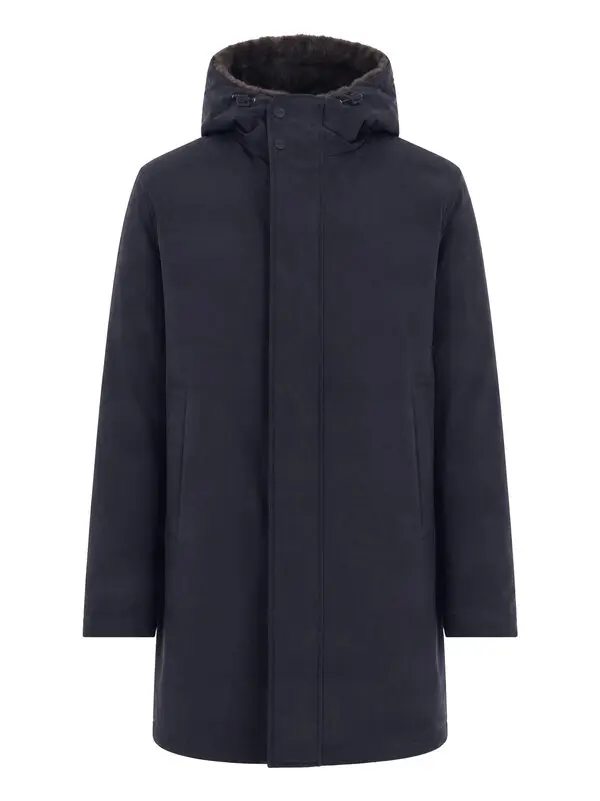 Herno Hooded Long Parka Coat - Blu Navy