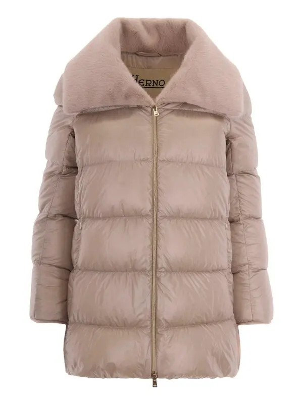 Herno Puffer Coat With Oversized Faux Fur Collar - Chantilly
