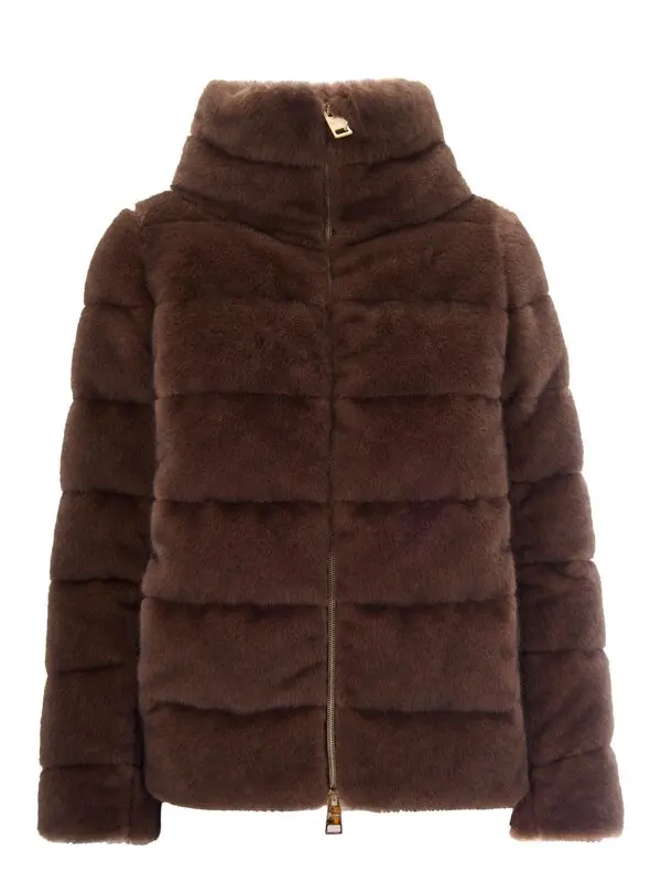 Herno Faux Fur Puffer Jacket - Fondente