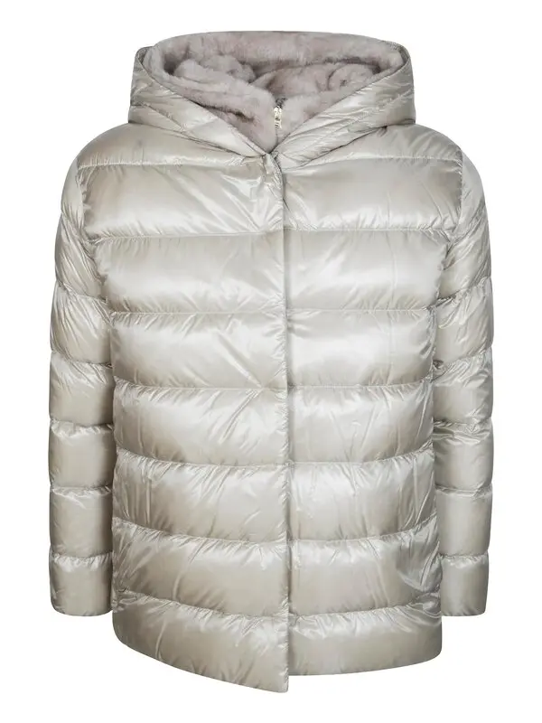 Herno Quilted Puffer Jacket With Fur Lined Hood - Beige