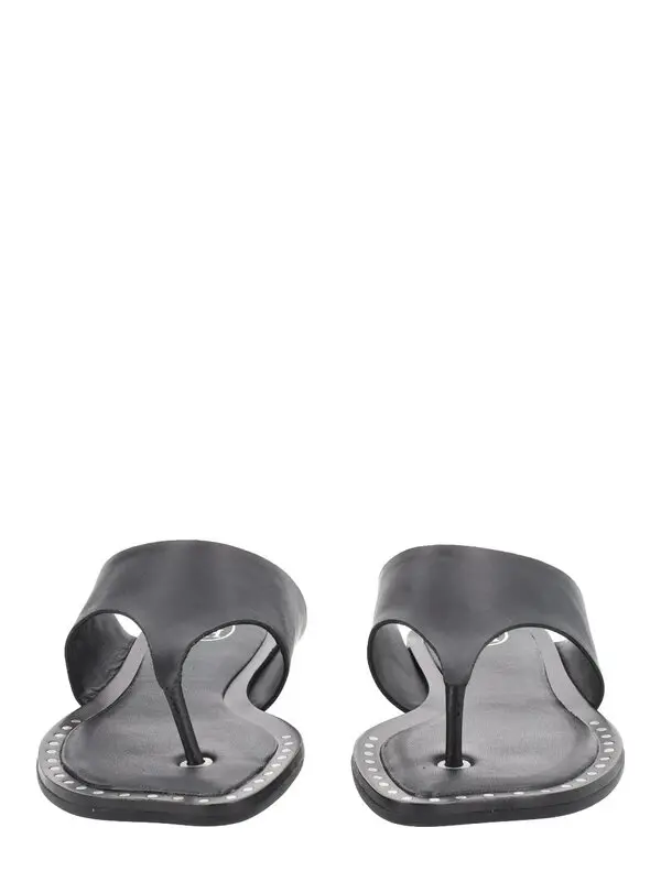 Ash Studded Trim Thong Sandals - Black