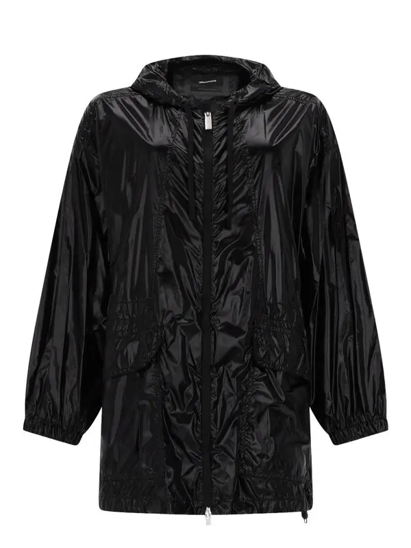 Herno Hooded Lightweight Windbreaker Jacket With Glossy Finish - Black