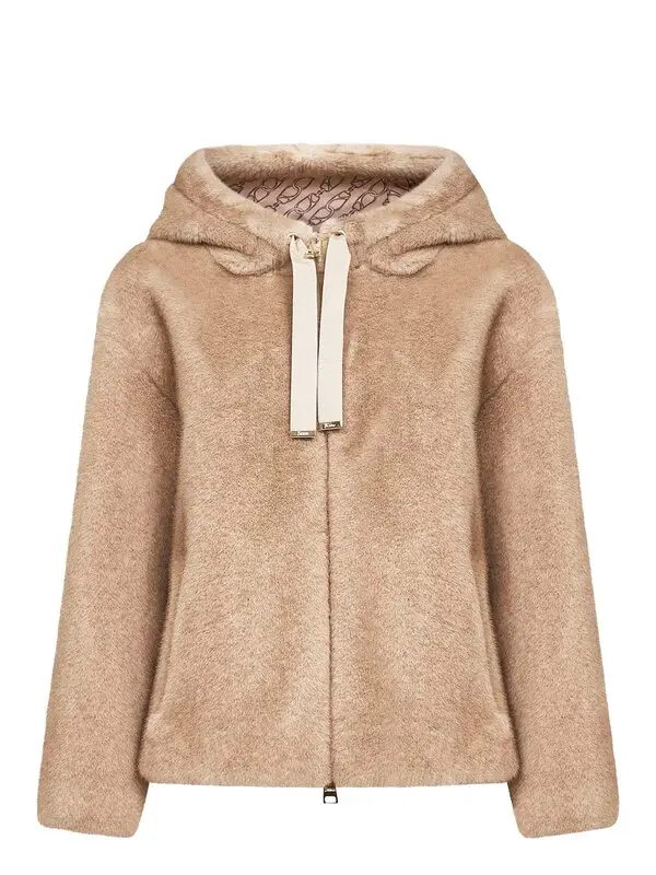 Herno Hooded Faux Fur Zip Jacket - Chantilly
