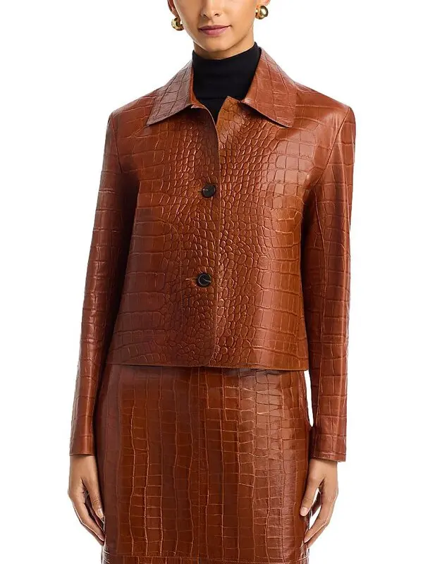 ARMA Emy Embossed Leather Jacket - Camel