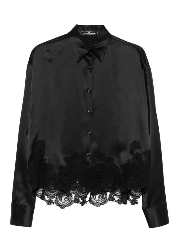 Ermanno Scervino Lace Trimmed Silk Shirt - Black