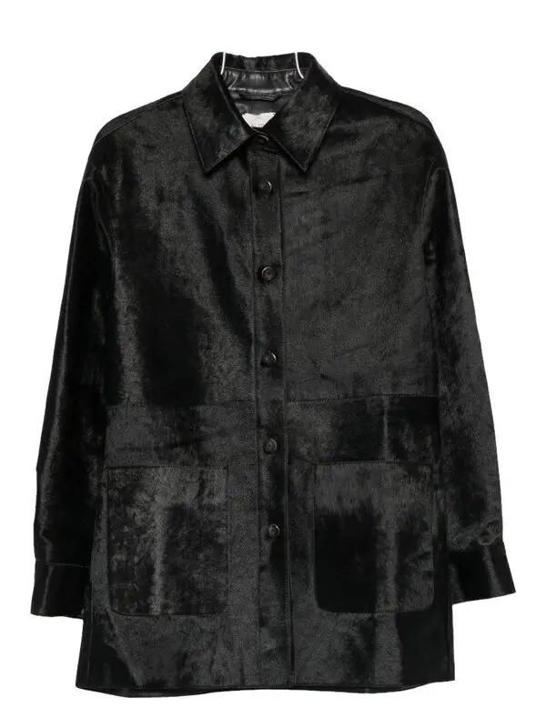 ALYSI Leather Overshirt - Brown