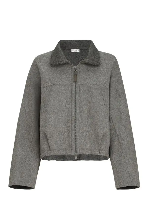 Brunello Cucinelli Zip-up Wool Blouson Jacket - Grey