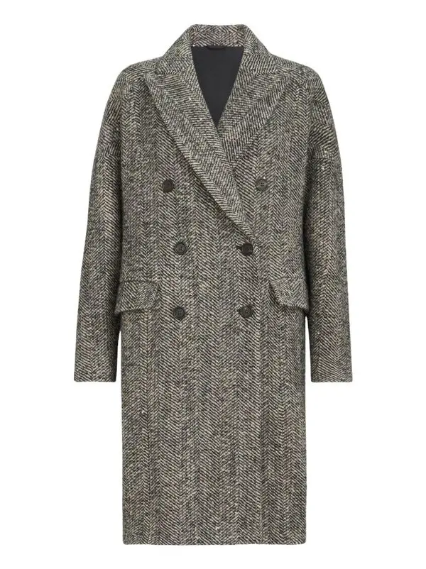 Brunello Cucinelli Wool Double-breasted Coat - Black