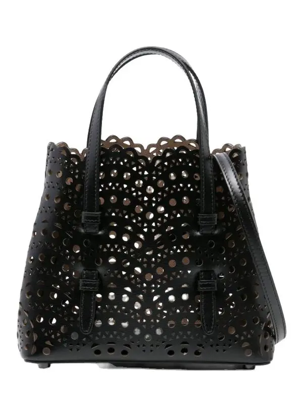 Alaïa Mina 20 Laser-cut Leather Tote - Black