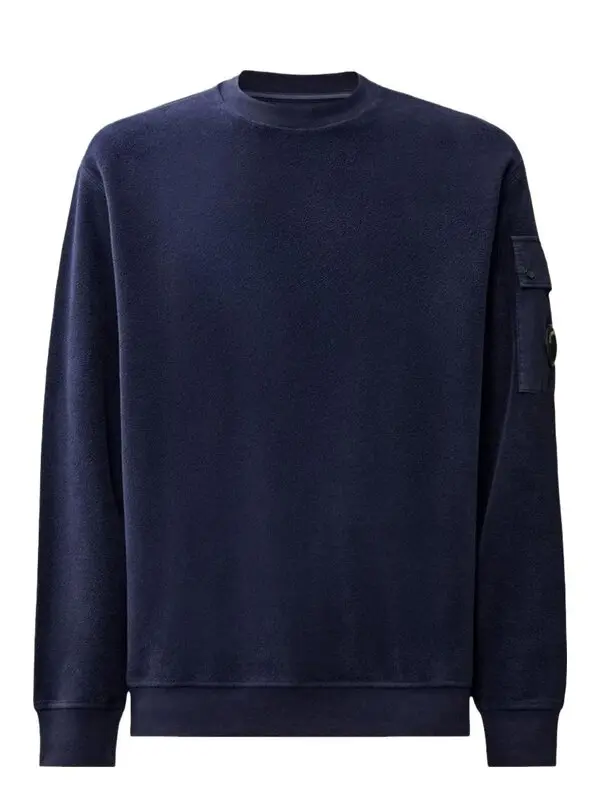 C.P. COMPANY Cotton Crewneck Sweater With Lens Detail - Blue