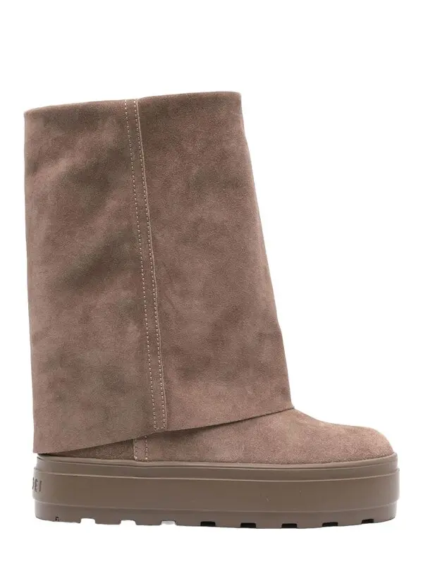 Casadei Suede Double-face Ankle Boots With Folded Edge - Beige