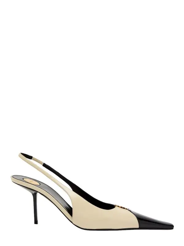 Saint Laurent Babylone 75 Paneled Leather Pumps - White