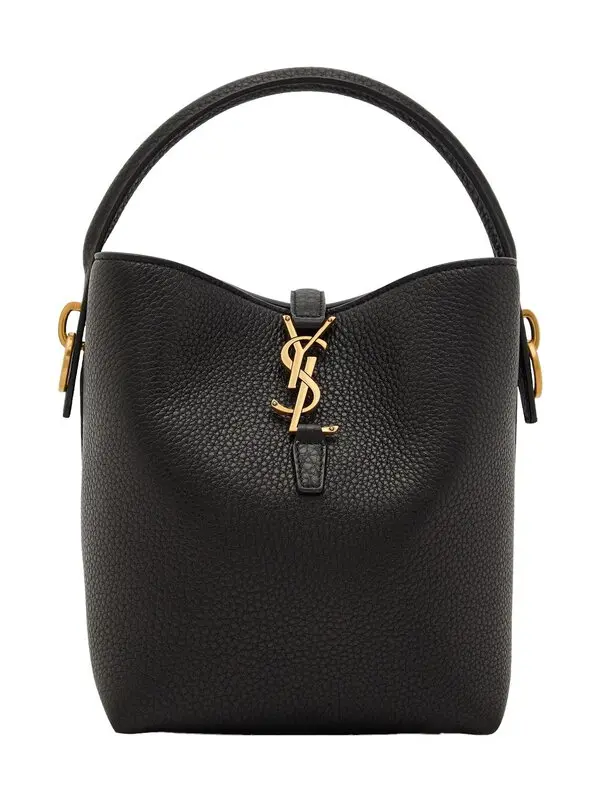 Saint Laurent Le 37 Small Grained Leather Bucket Bag - Black