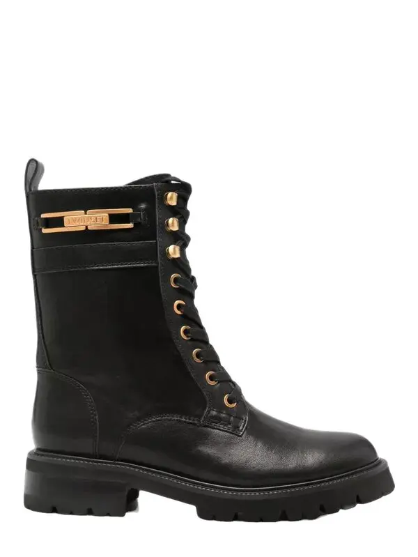 TWINSET Lace-up Logo-plaque Combat Boots - Black