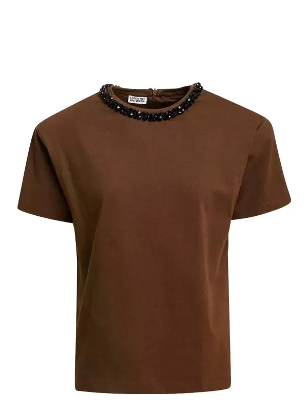 Essentiel Antwerp Kardinal Embellished-collar T-shirt - Brown