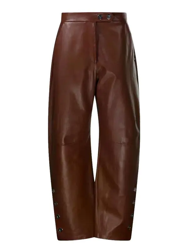 Sportmax Button-detail Leather Trousers - Brown