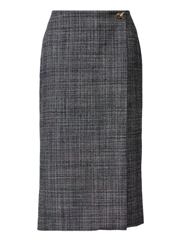Fabiana Filippi Mouline Tweed Wrap Midi Skirt - Black