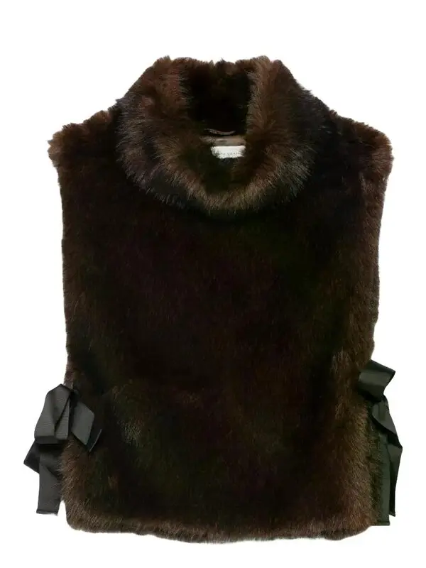 Liviana Conti Faux-fur Side-tie Vest - Brown