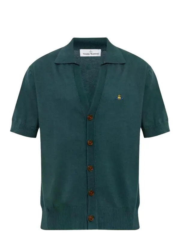 VIVIENNE WESTWOOD Orb-embroidered Short-sleeve Cardigan - Green
