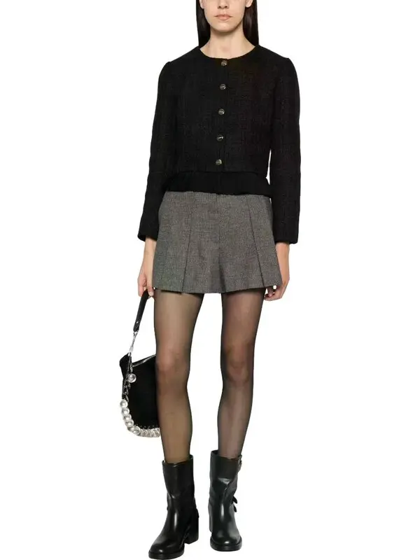 Sandro Houndstooth Pleated Shorts - Grey
