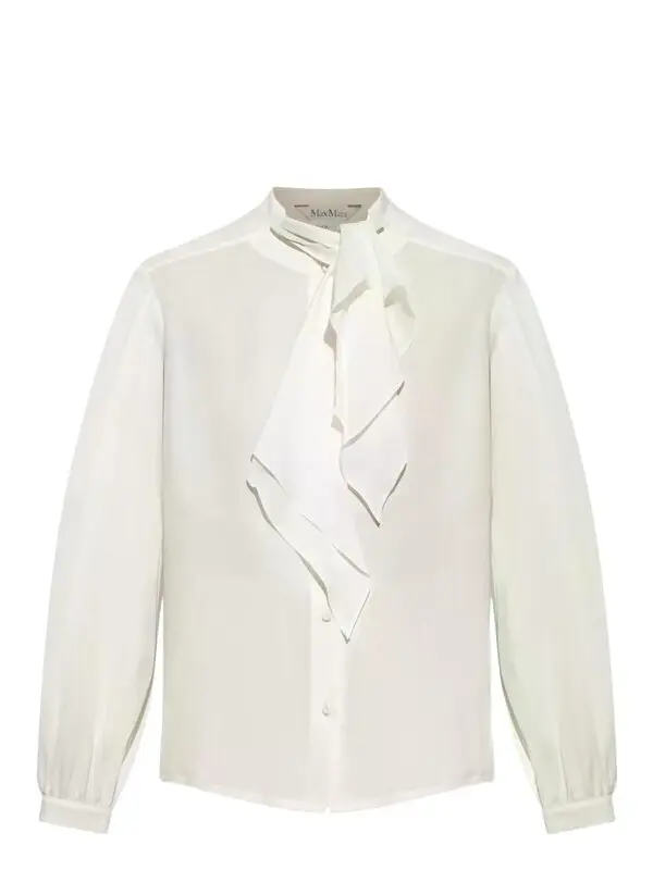Max Mara Silk Tie-neck Shirt - White