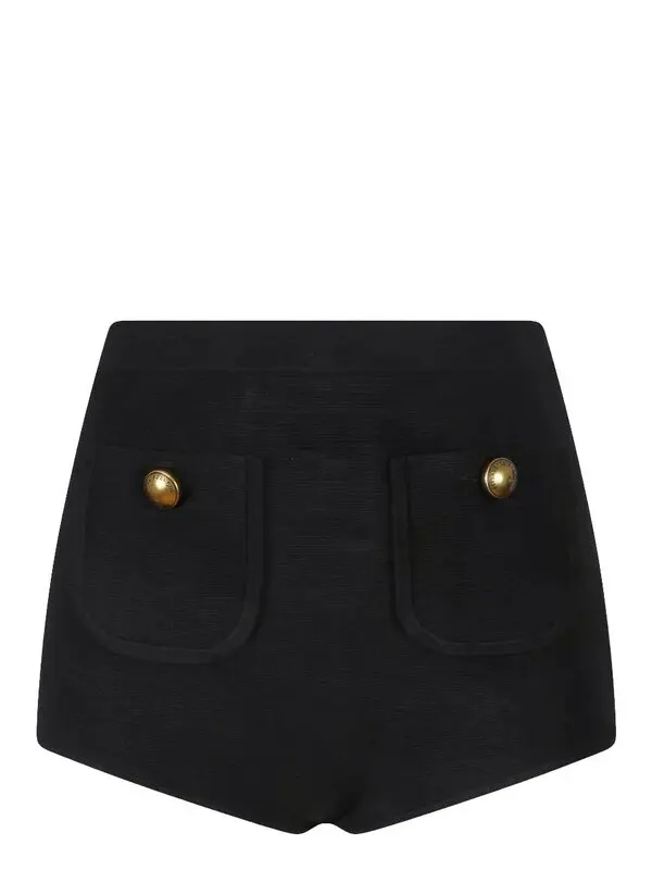 Elisabetta Franchi Knit Shorts With Jewel Buttons - Black