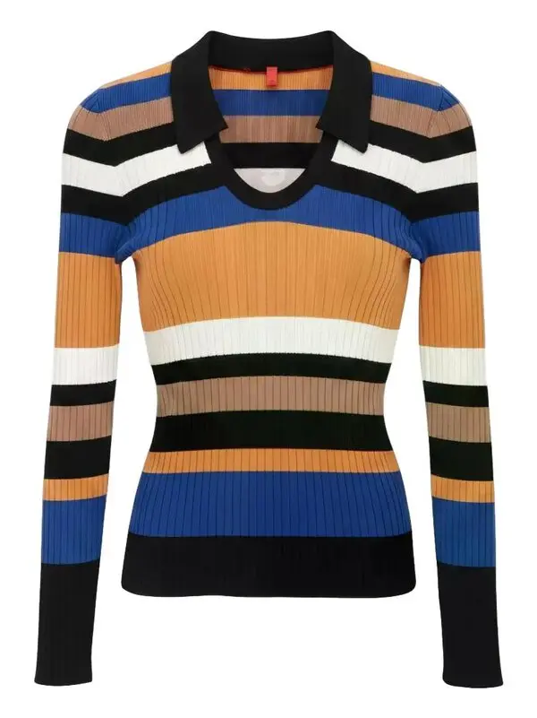 Isaia Striped Ribbed Sweater - Blue