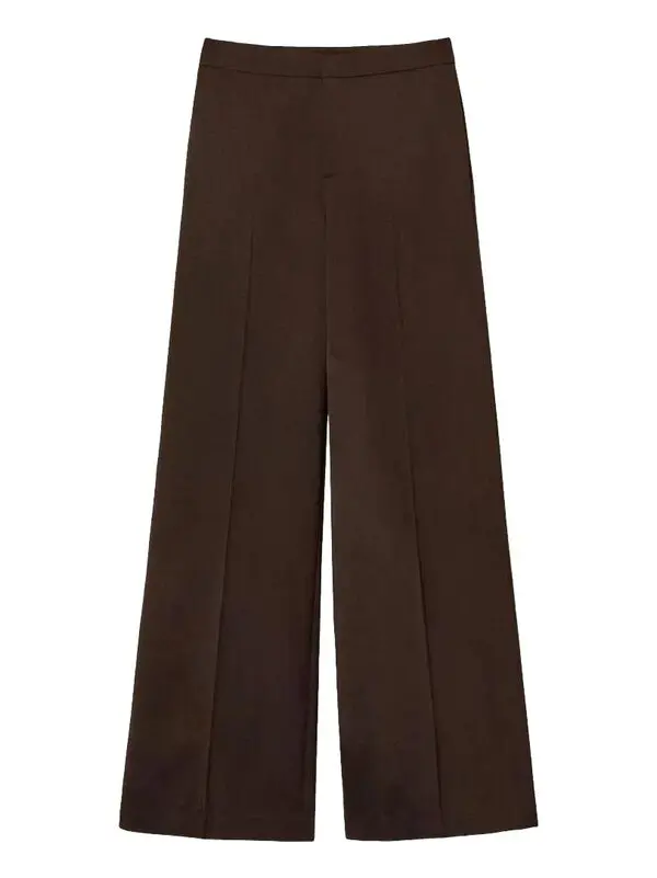 TWINSET Matte Satin Wide Leg Trousers - Brown
