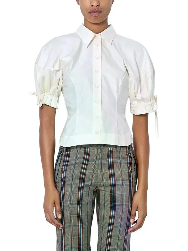 VIVIENNE WESTWOOD Pleated Sleeve Cotton Shirt - Neutrals