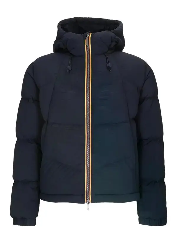 K-WAY Padded Down-feather Jacket With Drawstring Hood - Blue