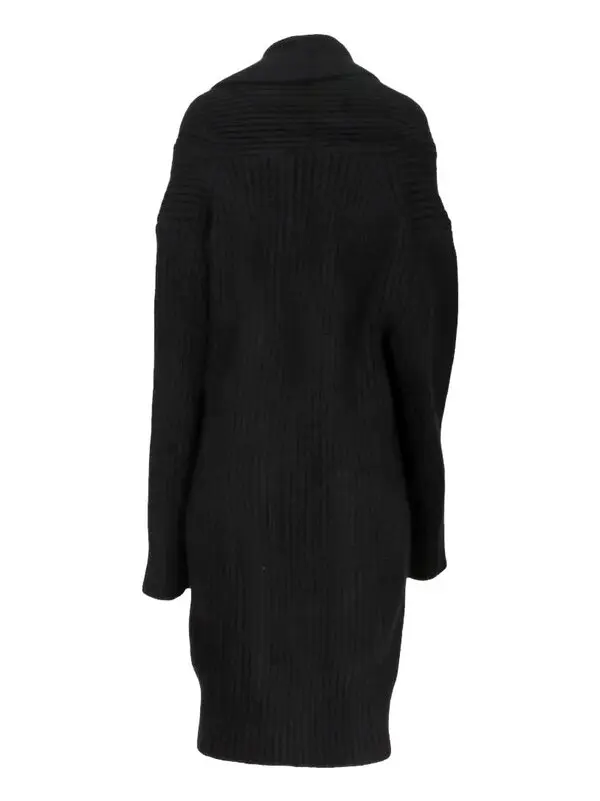Isaia Ribbed-knit Shawl-lapel Coat - Black