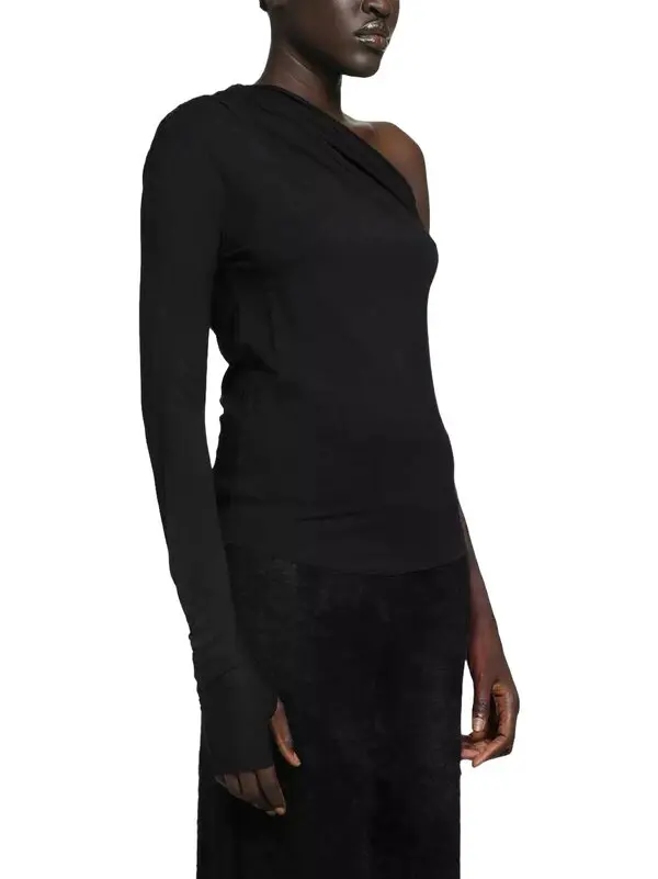 THOM KROM One-shoulder Long Sleeve Top With Thumb Slots - Black