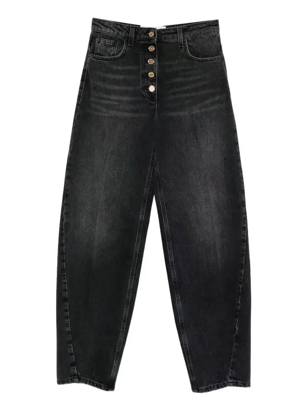 Elisabetta Franchi Button-up Faded Effect Jeans - Black