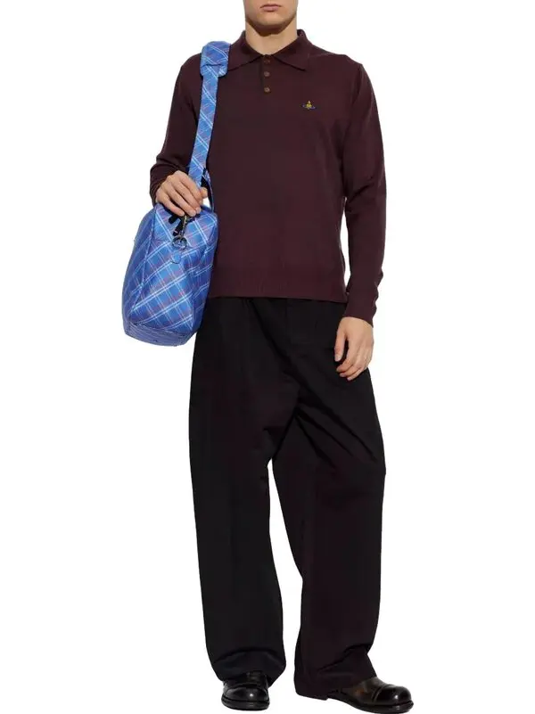 VIVIENNE WESTWOOD Orb Embroidered Polo Collar Sweater - Purple