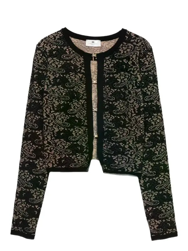 Elisabetta Franchi Lace Pattern Logo Plaque Sweater - Black