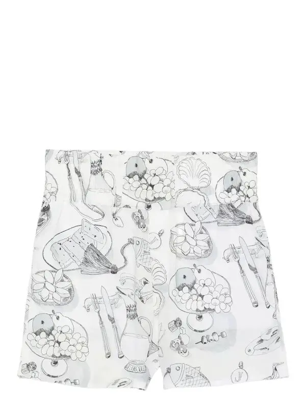 Jacquemus Graphic Print High-waisted Wide-leg Shorts - White