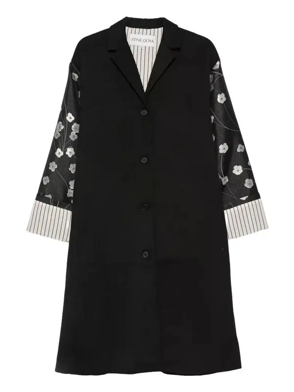 Stine Goya Floral-print Panelled Coat - Black