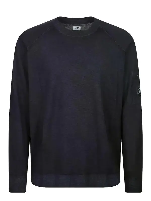 C.P. COMPANY Lens Detail Crew Neck Sweater - Blue