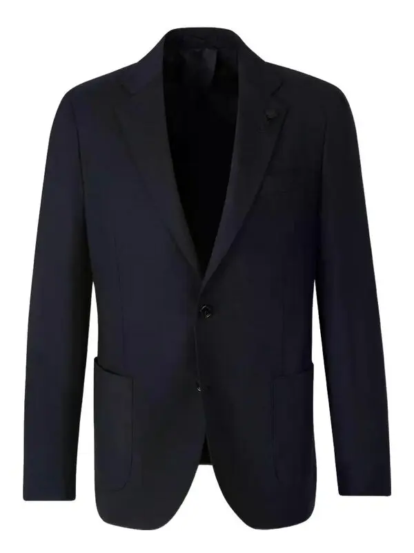 LARDINI Flower-lapel Single-breasted Blazer - Blue