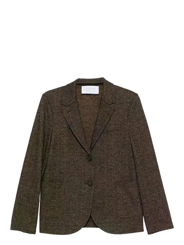 Harris Wharf London Single-breasted Herringbone Jacket - Brown