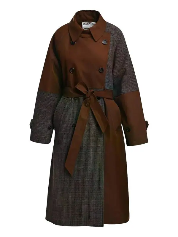Essentiel Antwerp Colour-block Double-breasted Coat - Brown