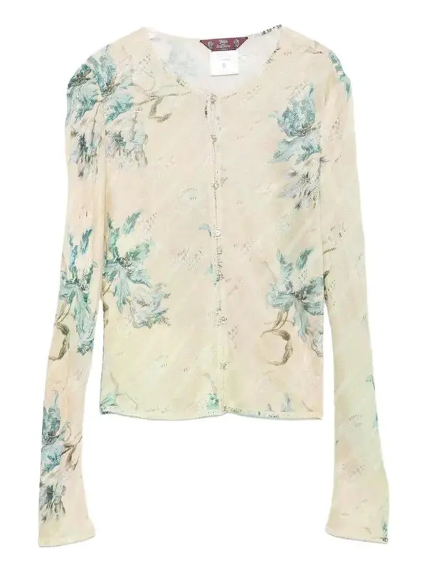 John Galliano Floral Print Cardigan - Neutrals