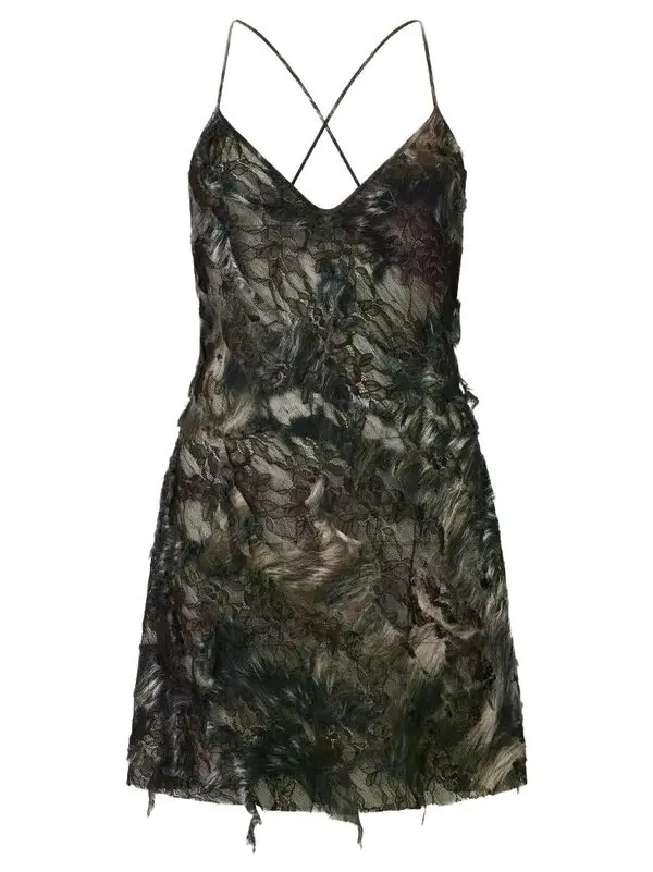 Roberto Cavalli Lace Mini Dress - Black
