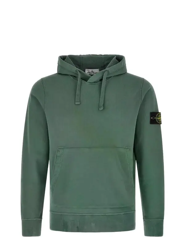 Stone Island 6100062 Organic Cotton Fleece Hoodie - Green