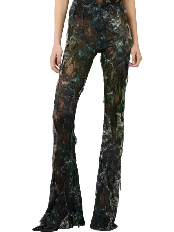 Roberto Cavalli Lace Flared Trousers - Black