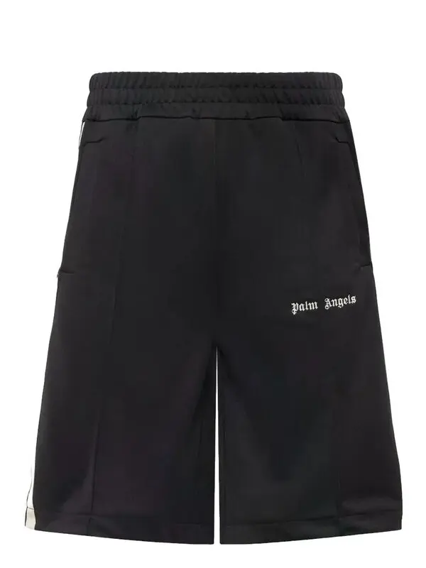 Palm Angels Logo Embroidered Side Stripe Shorts - Black