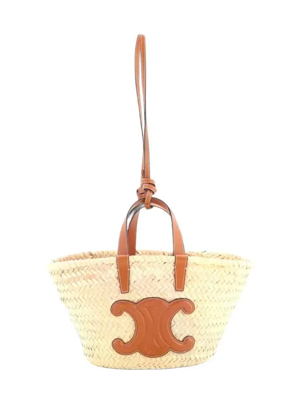 Celine Triomphe Raffia Shoulder Bag - Neutrals