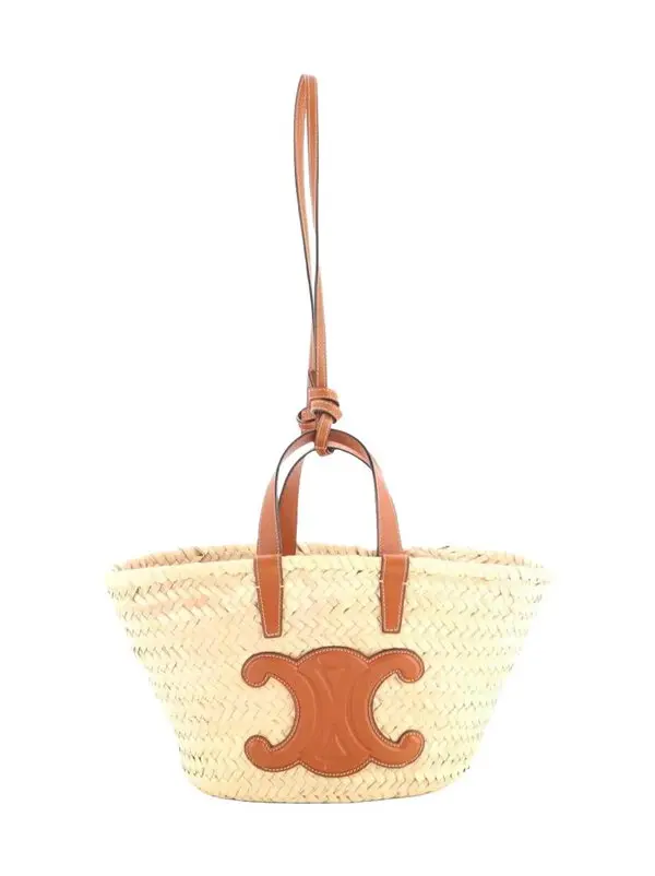 Celine Triomphe Raffia Shoulder Bag - Neutrals