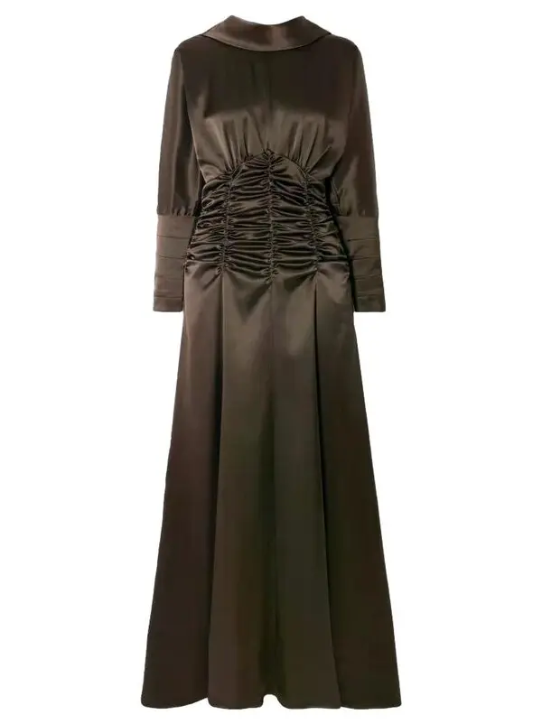 VIOLANTE NESSI Ruched-waist Maxi Dress - Brown